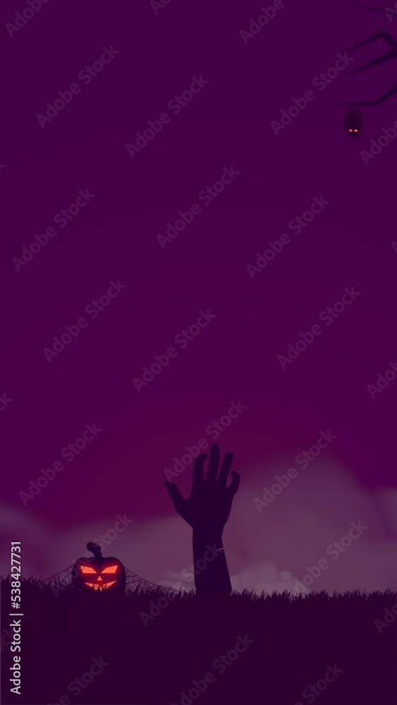 2D Vertical Animation of a Halloween Background with copy space and a ...