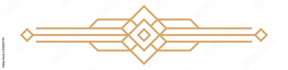 Elegant geometric divider. Vintage golden border in art deco style ...