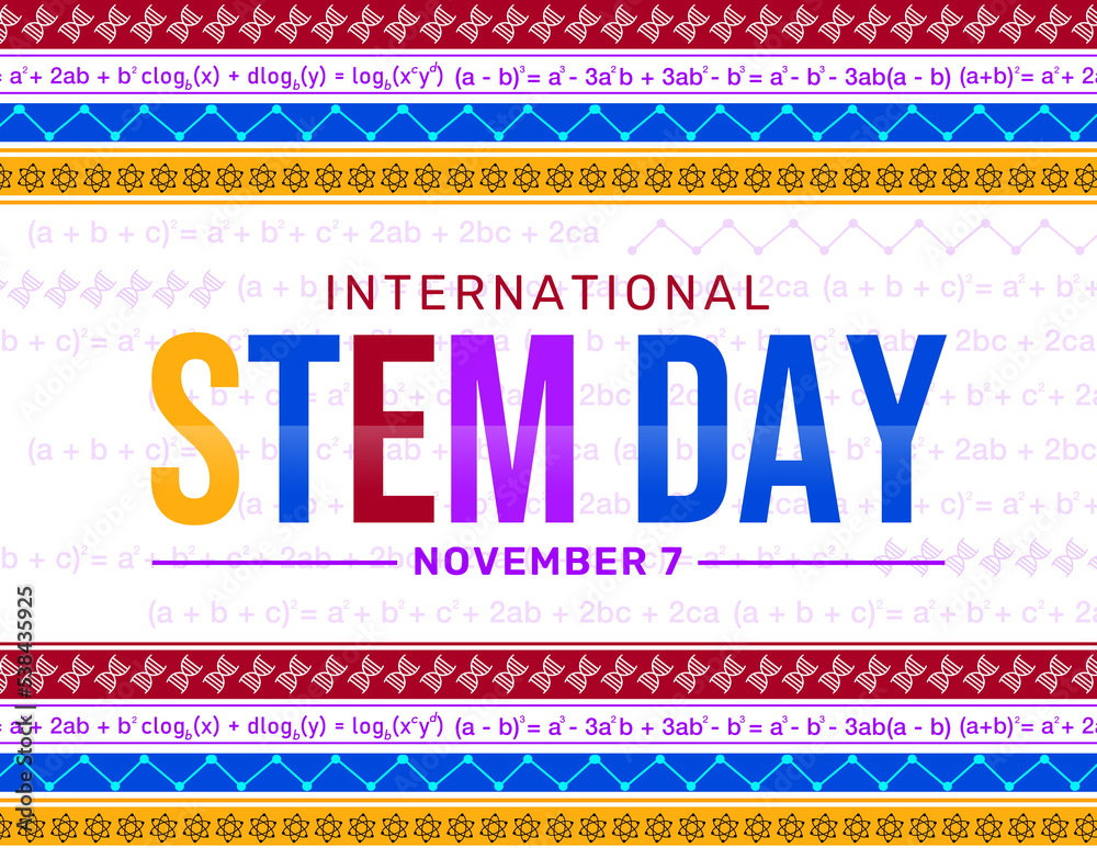 International Stem Day Wallpaper colorful typography with mathematics ...
