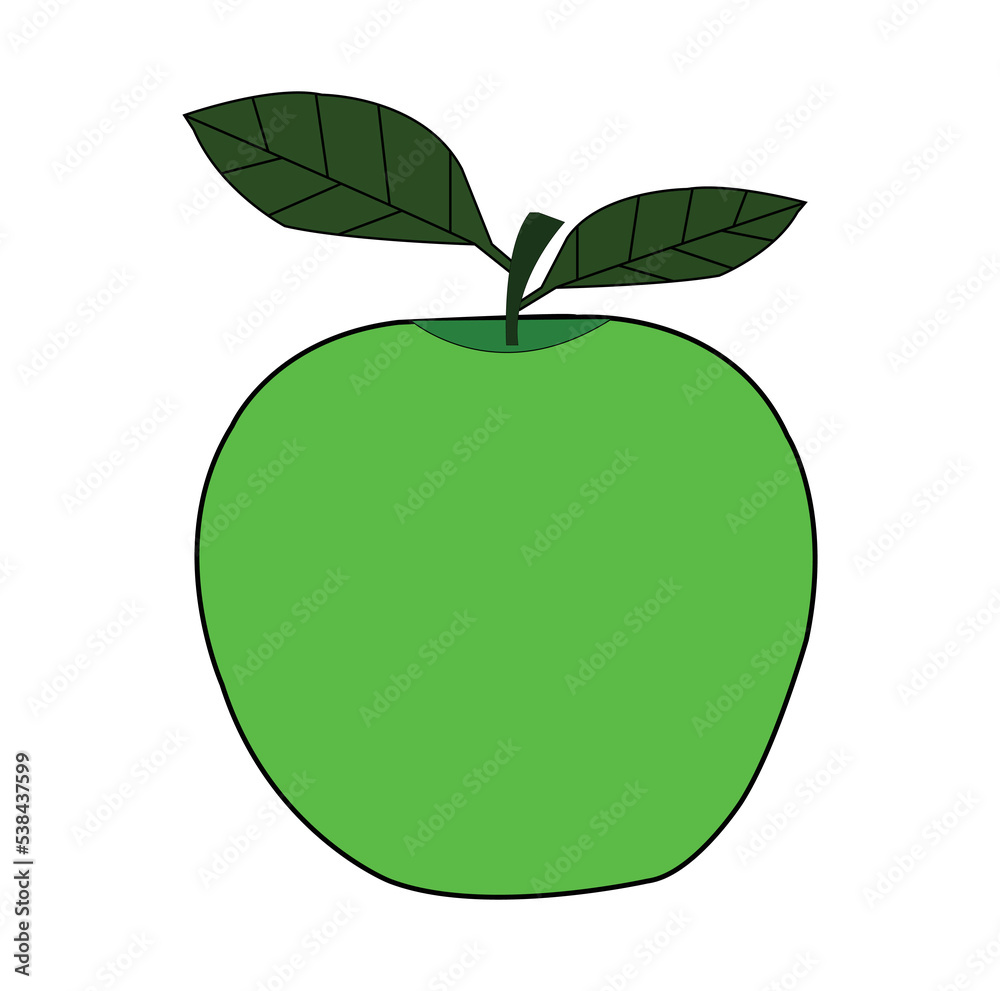 Green Apple with two leaf design. Best graphic resources illustration ...