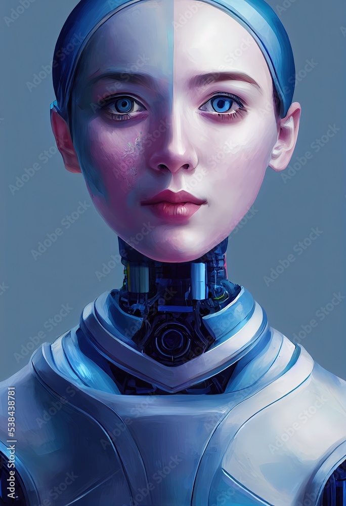 Female robot, woman robot portrait, generative ai art, artificial ...