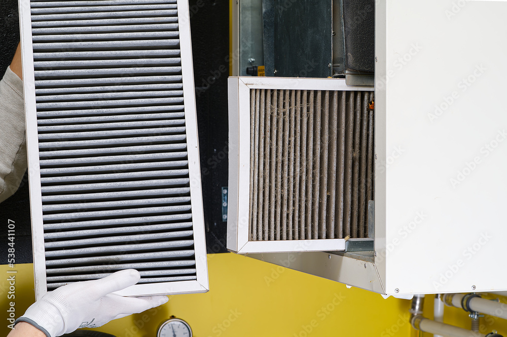 hvac filter replacing. Replacing the filter in the central ventilation ...