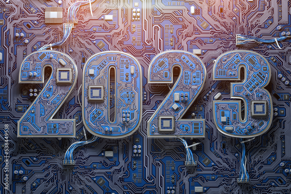 2023 on circuit board or motherboard with cpu. Computer technology and ...