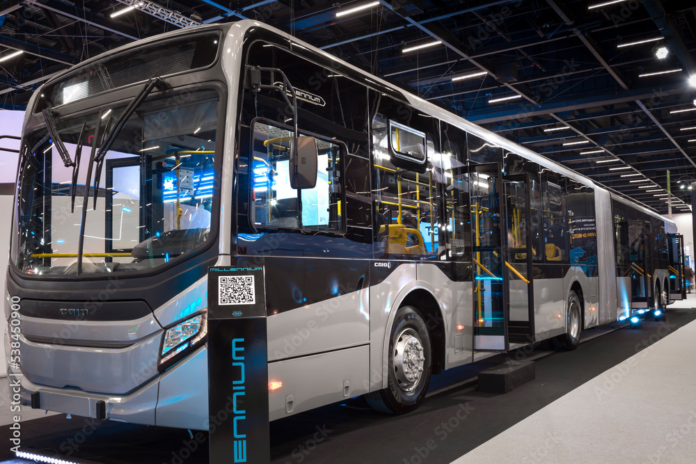 Vehicle Caio Millennium V super articulated bus on display at the LAT ...