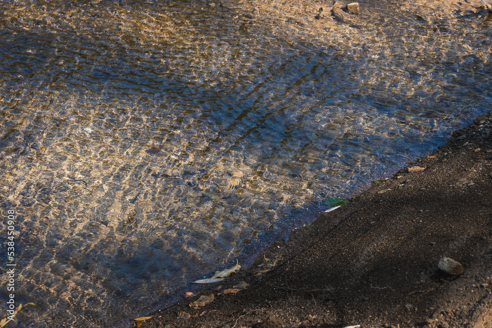 The water of a mountain river. The texture of a water mountain river ...
