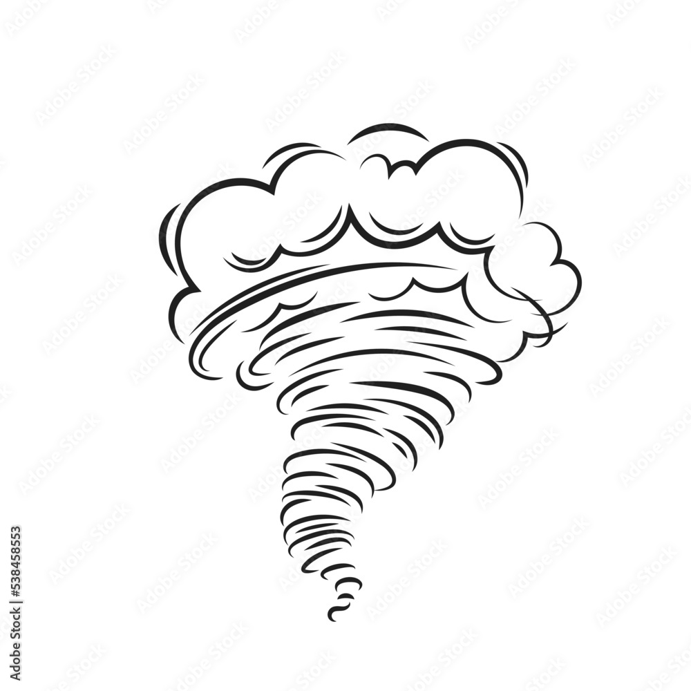 Tornado line icon. Spiral whirlwind and hurricane with speed whirl and ...