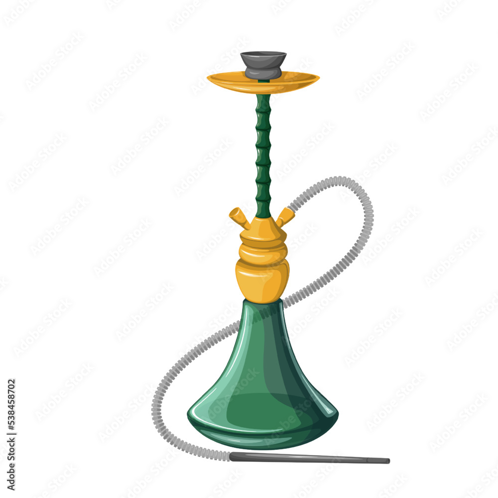 Hookah vector illustration. Cartoon green vintage calabash with curve ...