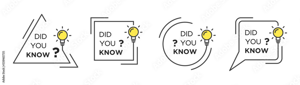 Did you know frame set. Template with message speech bubble and ...