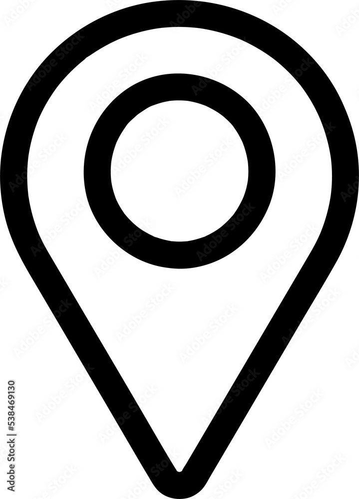 pinpoint, black line location pin symbol, map point sign, location icon ...
