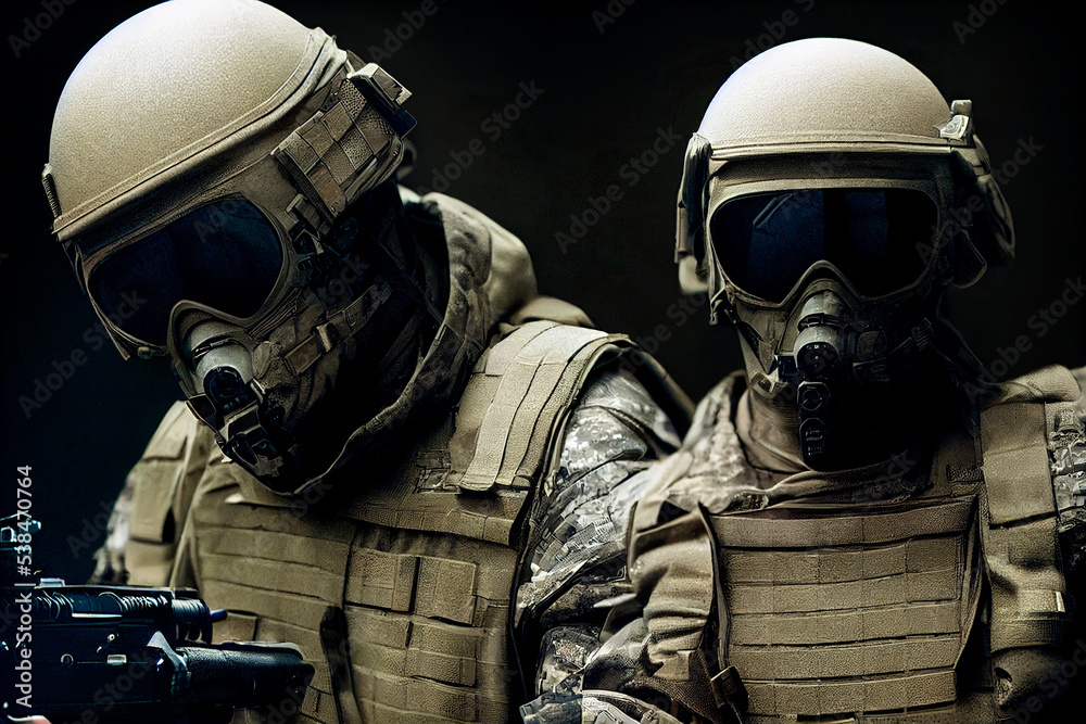 Elite special Operation military soldiers equipped with battle armor ...