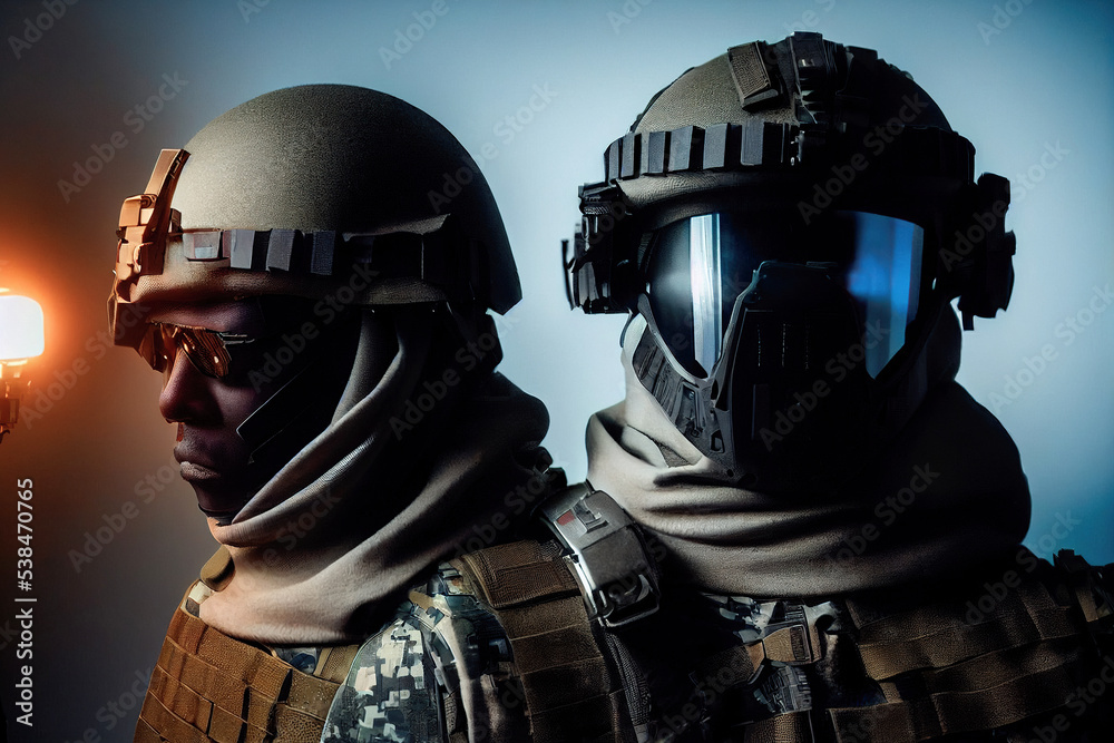 Elite special Operation military soldiers equipped with battle armor ...