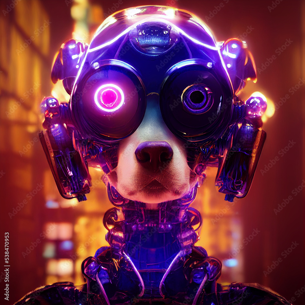 Retro Futurism Style Woman Cyborg Head Mechanism 3D Conceptual Art ...