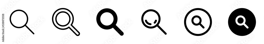Conjunto de icono de buscar. Lupa buscador. Colección de lupas negras ...