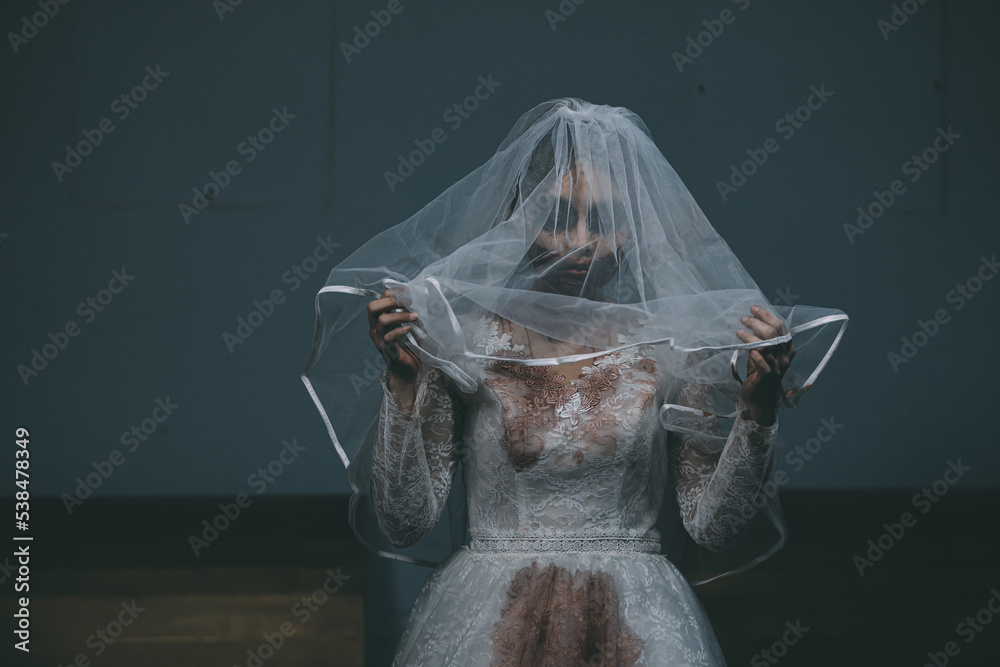 Portrait of asian woman make up ghost bride death and blood the horror ...