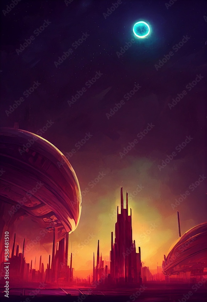 Alien city of the future energy beam scifi tower science fiction other ...