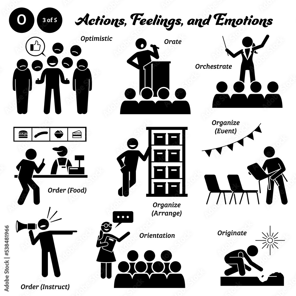 Stick figure human people man action, feelings, and emotions icons ...