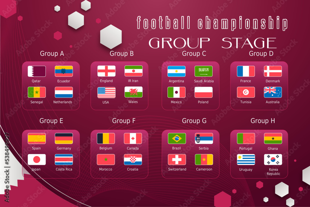 FIFA World Cup 2022. Group stage template of world football ...