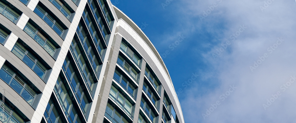 Office skyscraper high business building on blue sky background ...