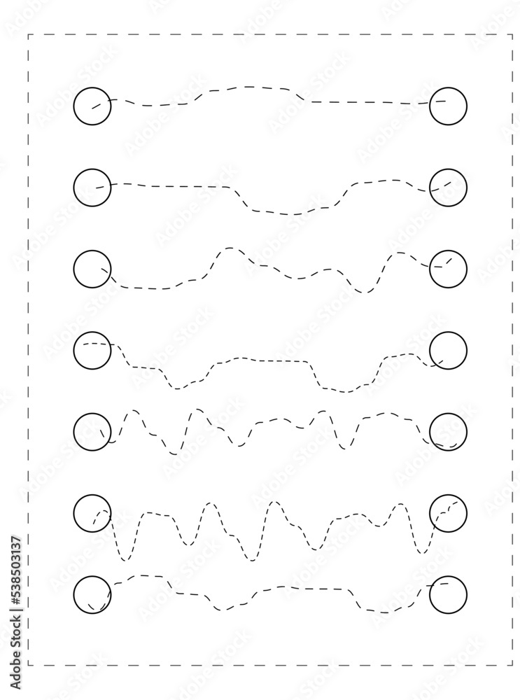 Continue the pattern with pen, dotted line practice worksheet for ...