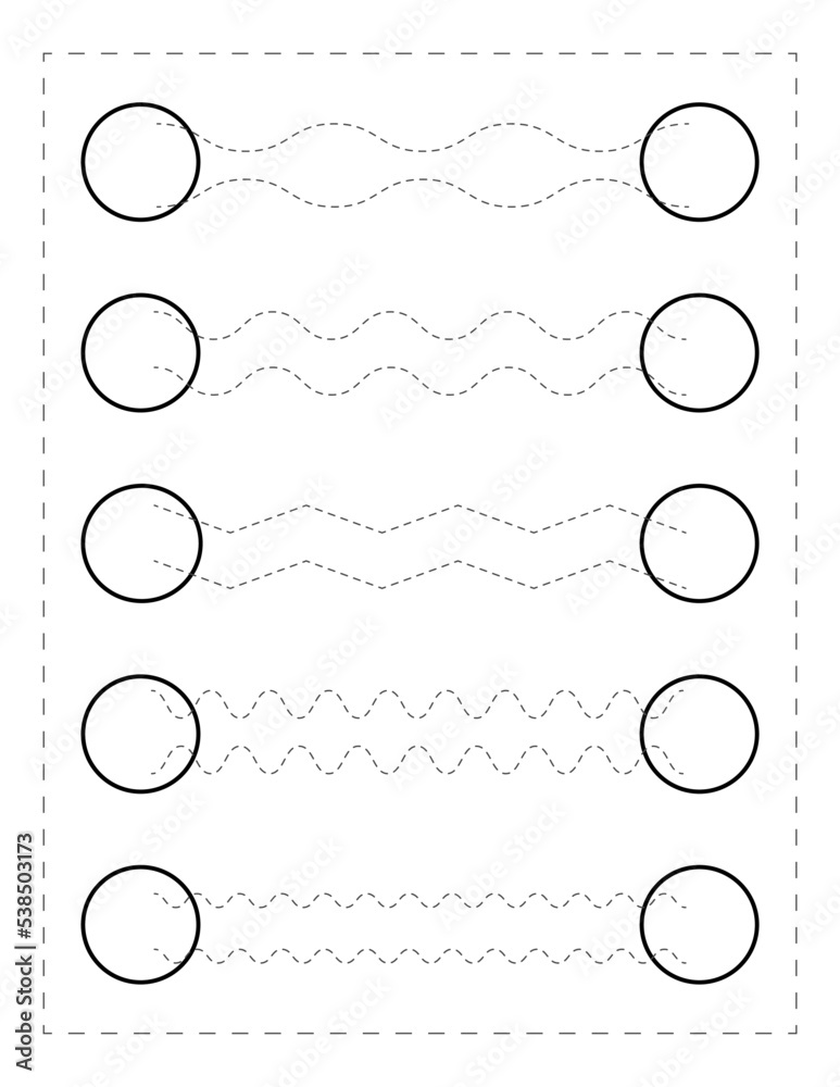Continue the pattern with pen, dotted line practice worksheet for ...