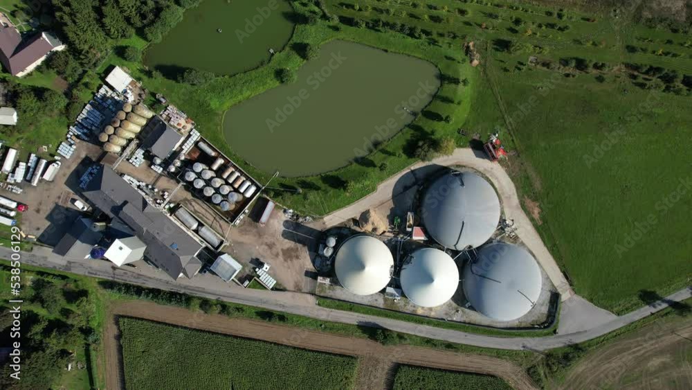 biogas production, biogas plants, bioenergy,aerial panorama landscape ...
