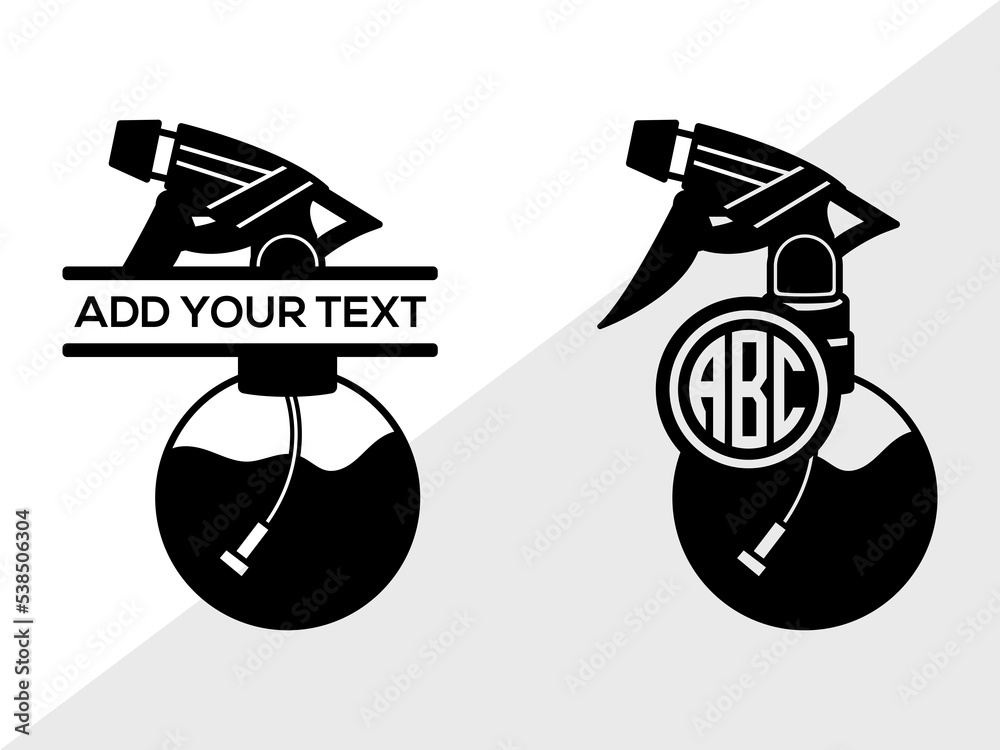 Vetor do Stock: Spray Bottle Mnogram SVG, Split Mnogram SVG, Cleaner ...