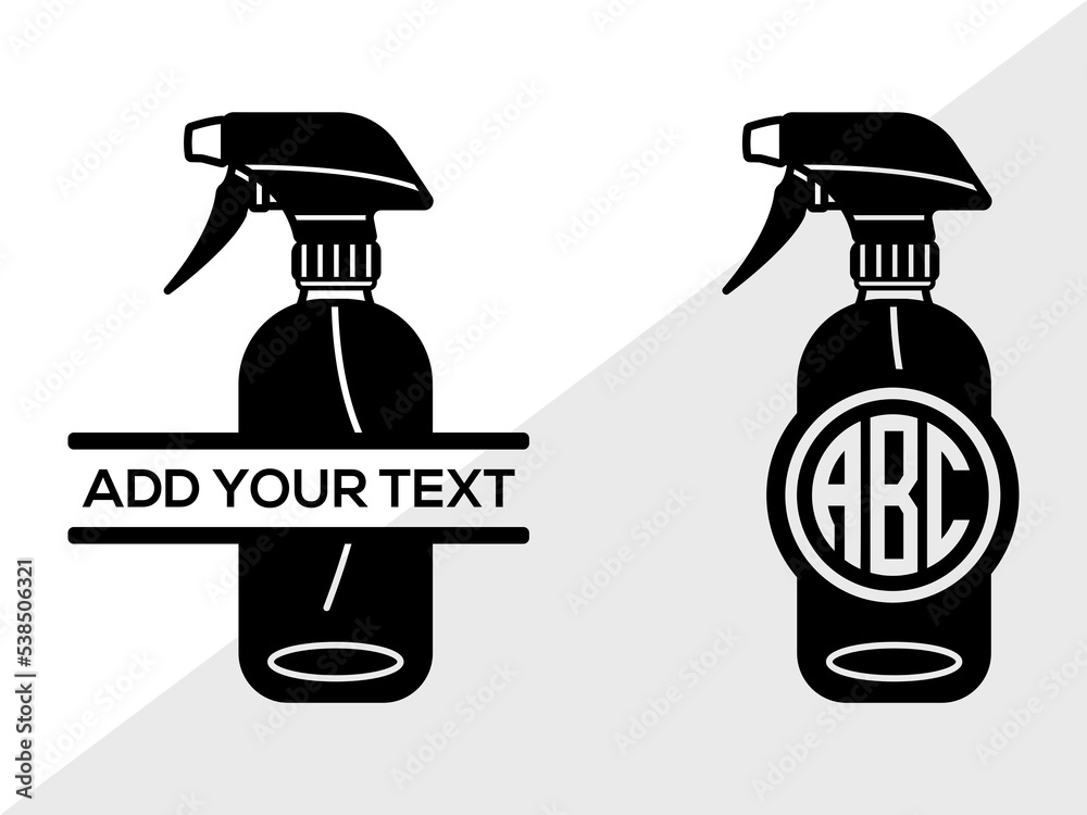 Spray Bottle Mnogram SVG, Split Mnogram SVG, Cleaner Spray Svg, Maid ...