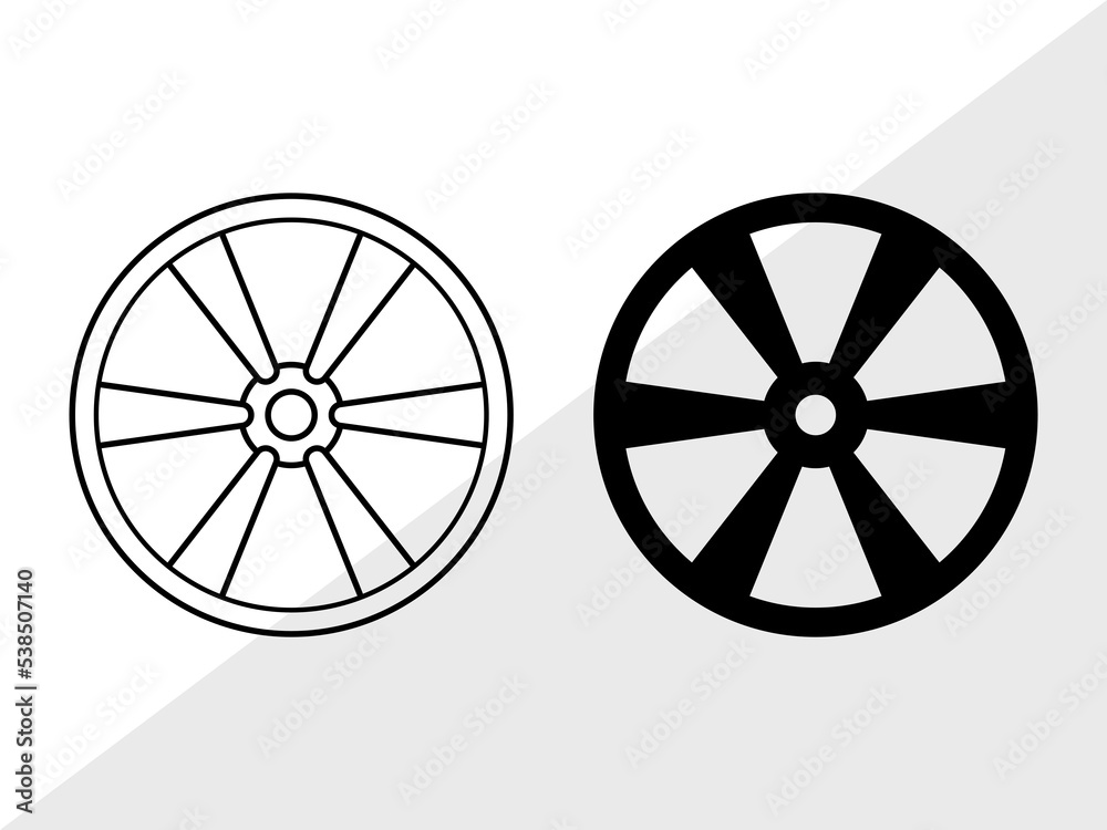 Vecteur Stock Wheel SVG, Wheel Silhouette, Car Wheel Svg, Truck Wheel ...