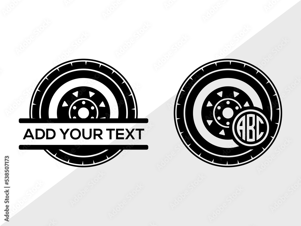 Stockvector Wheel Monogram SVG, Split Monogram SVG, Car Wheel Svg ...