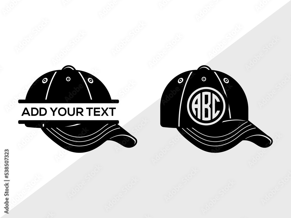 Baseball Hat Monogram SVG, Split Monogram SVG, Baseball Cap Svg ...