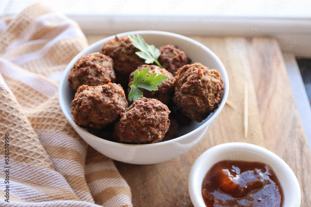 Beef Meatballs also known as frikkadels in South Africa Stock Photo ...
