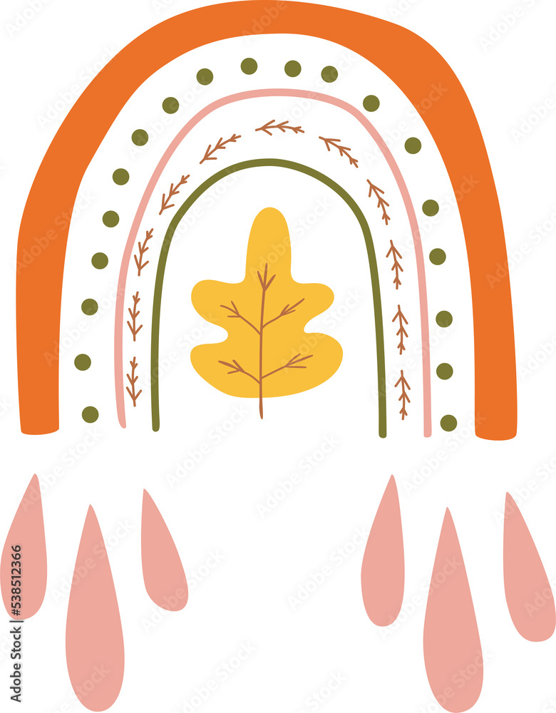 PNG, transparent, Autumn element. Fall oak leaf baby rainbow drops of ...