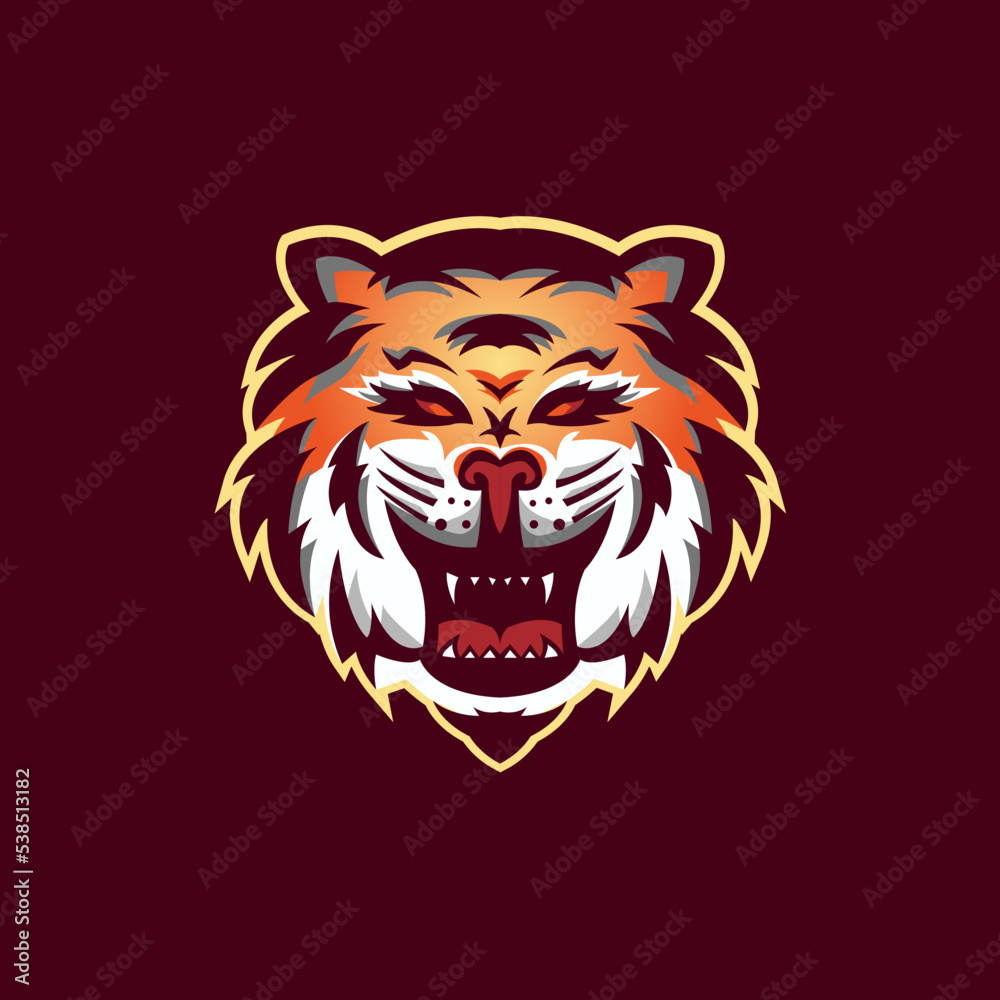 tiger gaming logo. mascot logo. simple logo. tiger illustration vector ...
