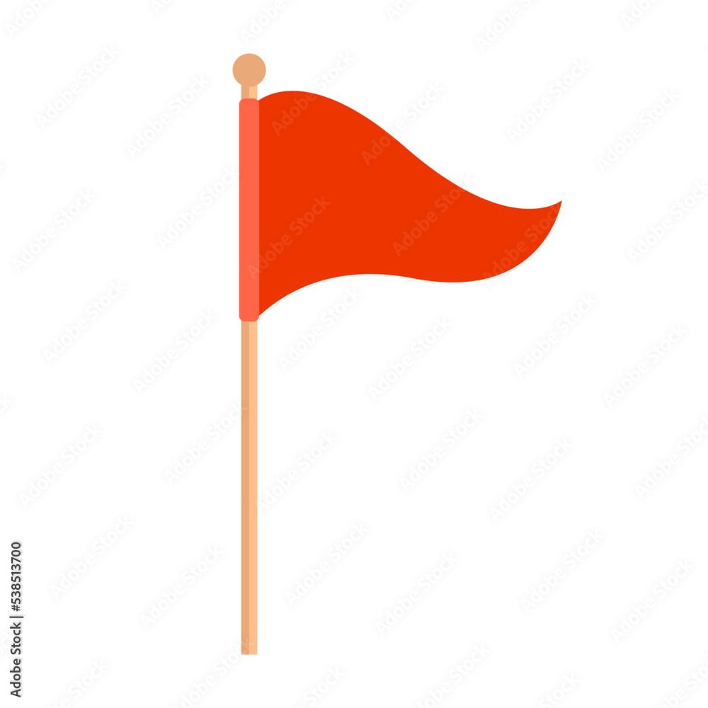 winner red flag flat vector illustration cartoon style logo icon ...