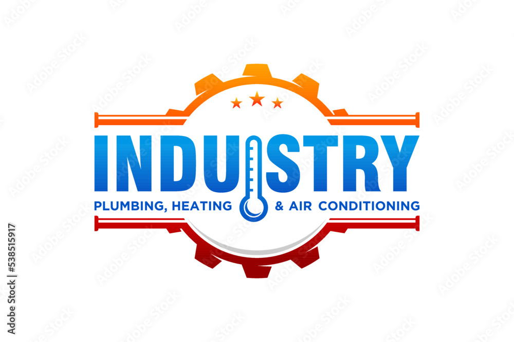 Heating and air conditioning installation service logo design gear and ...