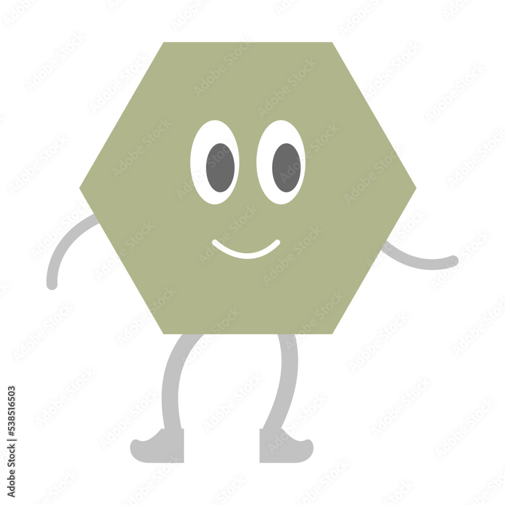 Hexagon cartoon geometric shape for kids to learn basic math education ...