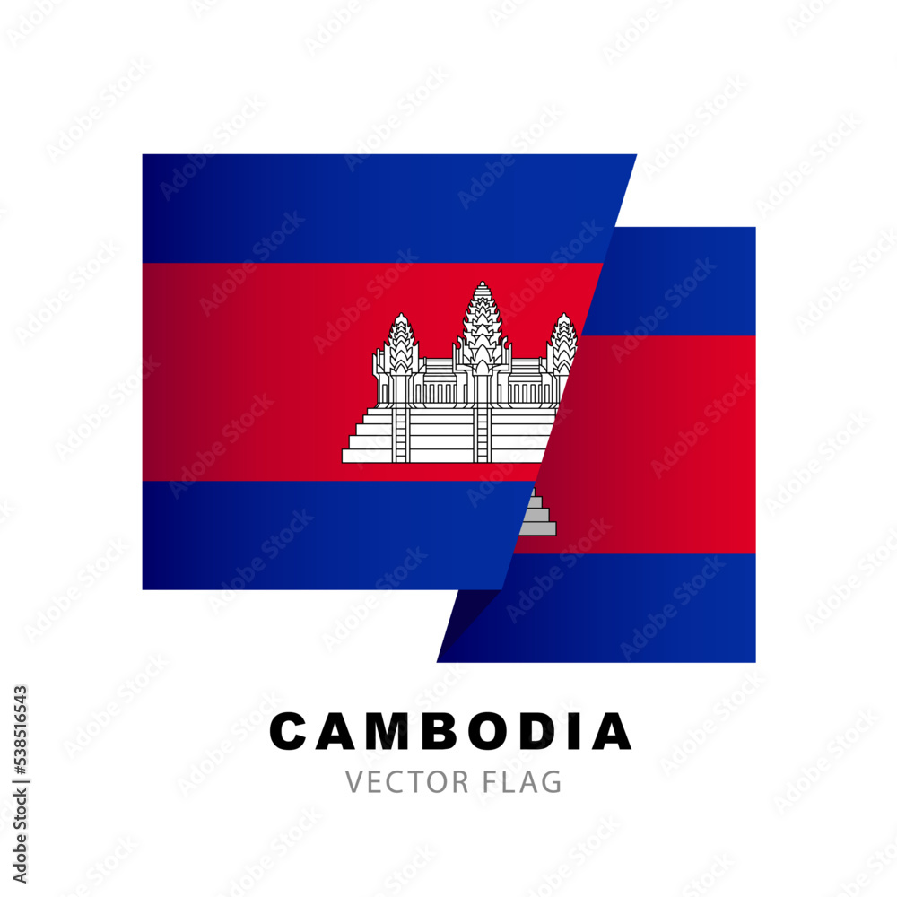 Colorful logo of the Cambodian flag. Flag of Cambodia. Vector ...