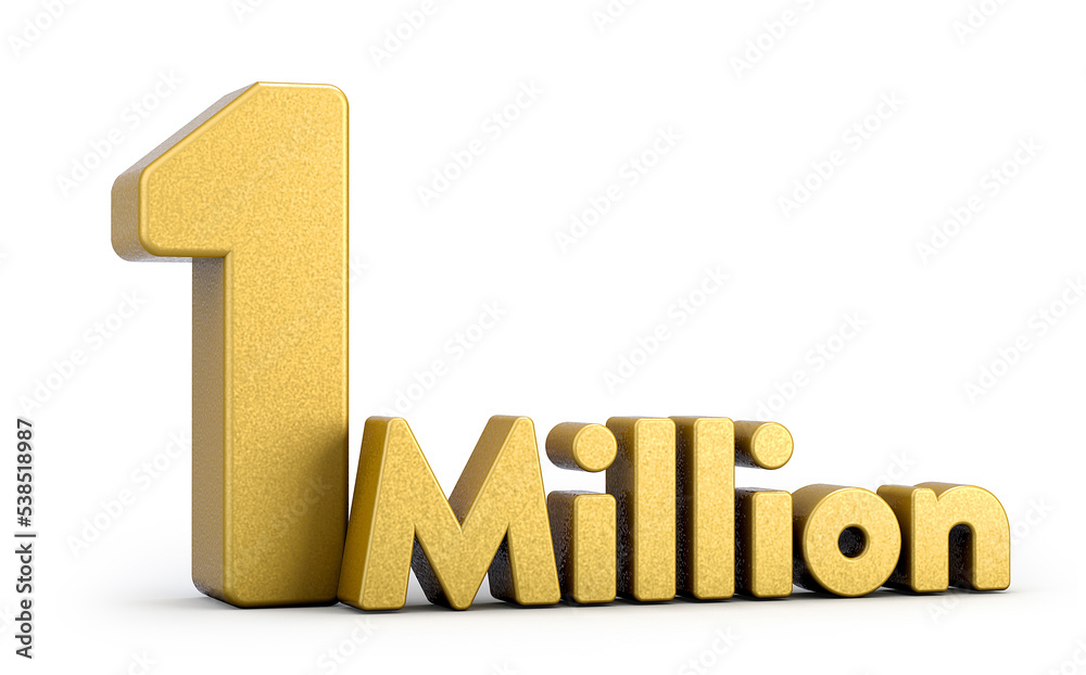 3d golden 1M isolated on background. 3d illustration. Stock ...