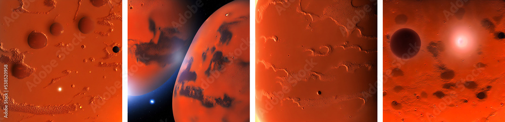 Illustration of the red planet Mars. Mars is the fourth planet from the ...