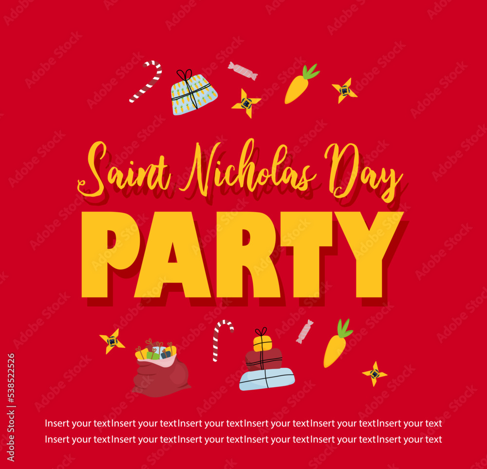 Saint Nicholas Day party poster. Invitation to the party To the day of ...