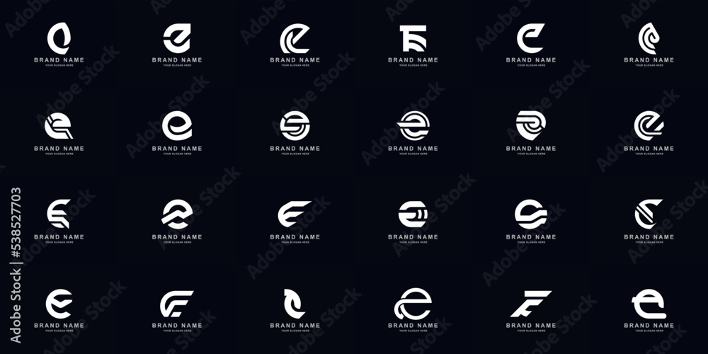 Collection full set abstract letter E monogram logo design Stock Vector ...