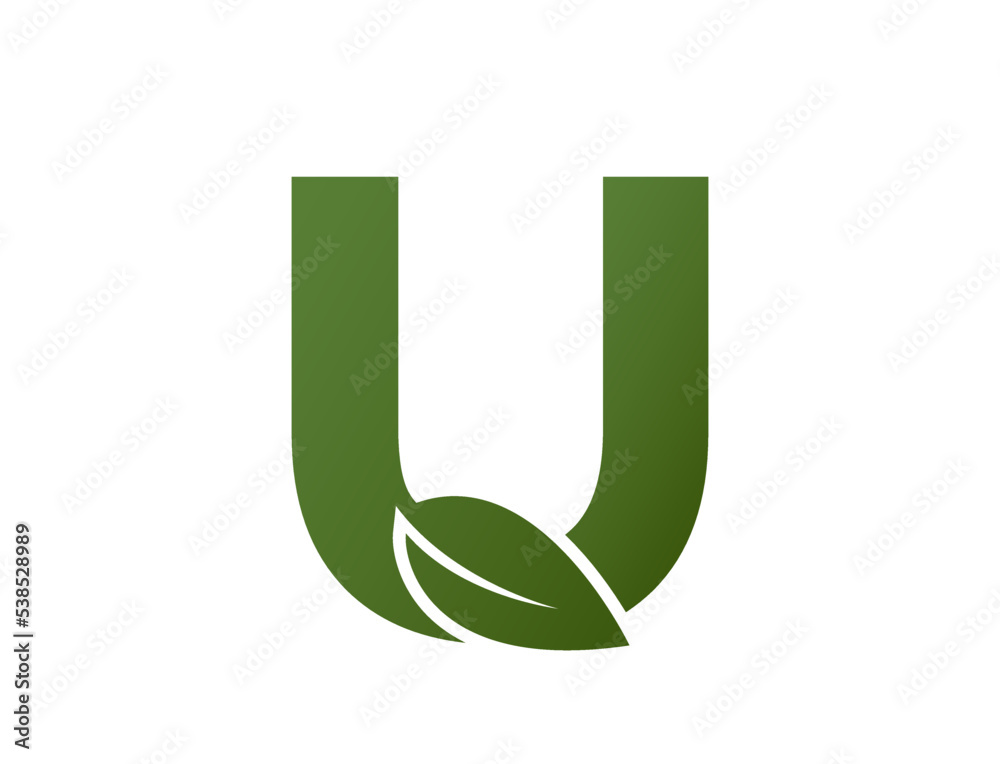 Initial letter u with leaf logo. alphabet logotype design. eco friendly ...