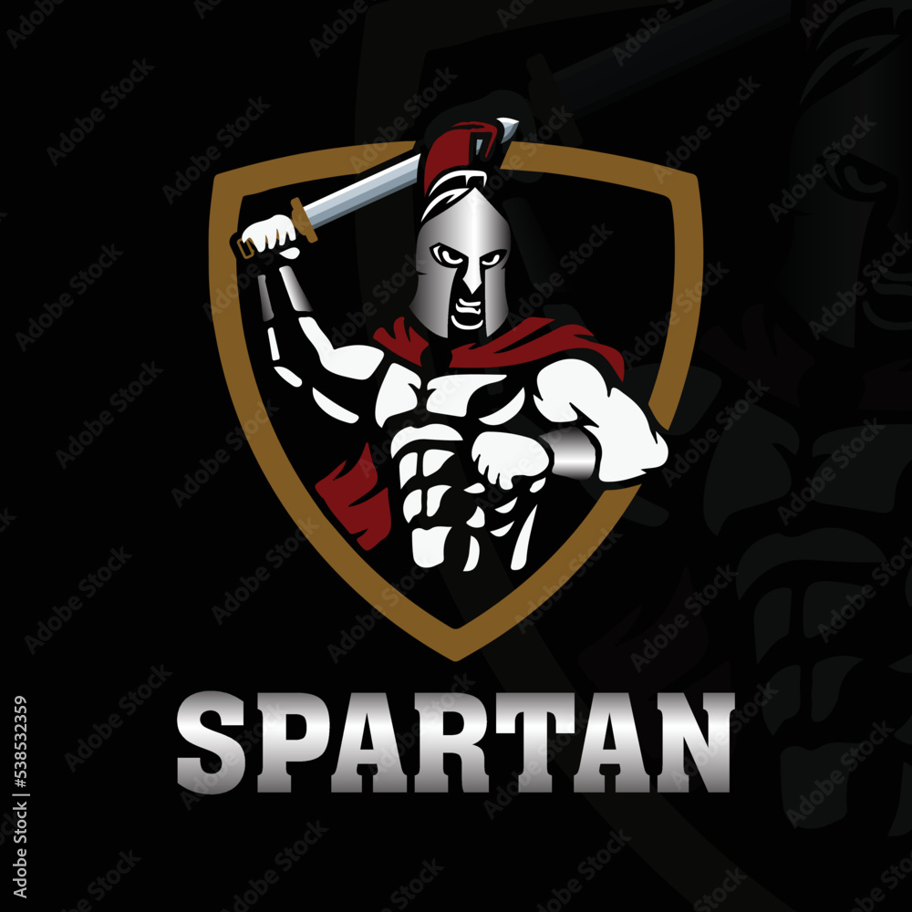 Spartan soldier Holding sword vector Spartan Badge logo Shield logo ...