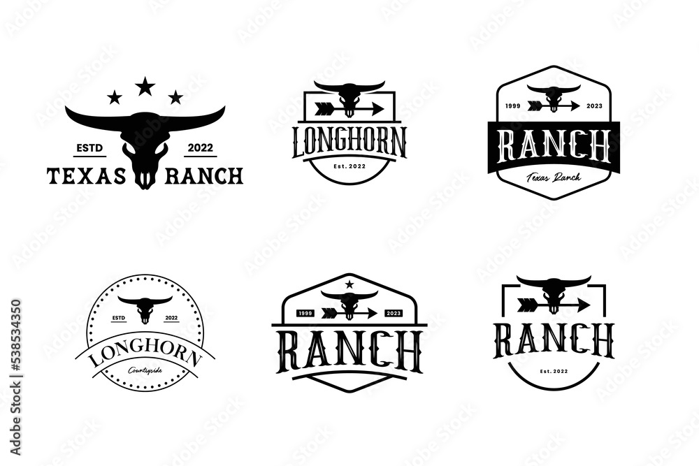 Vetor de set of texas ranch, cattle farm badge logo design vintage ...