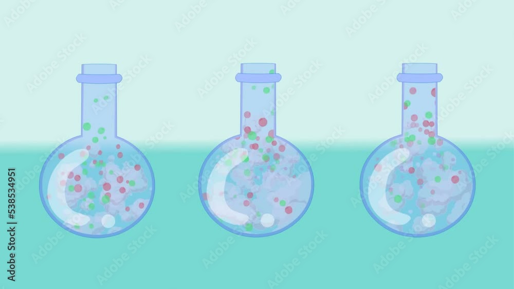 Chemicals liquid flask, tube background and 2d animation, laboratory ...