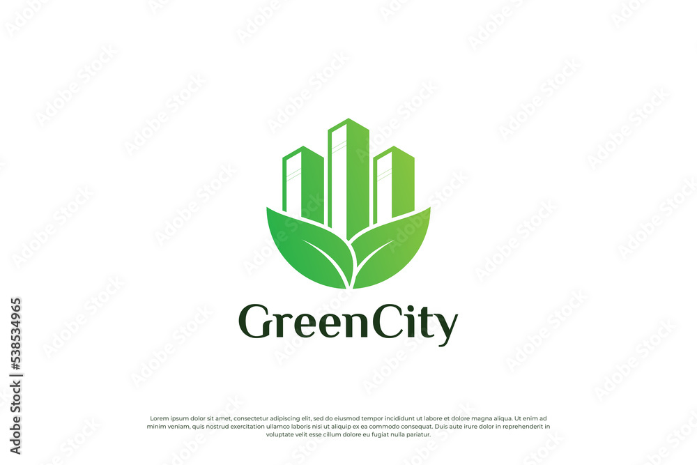Green city logo design. Eco city logo template. Symbol icon for ...