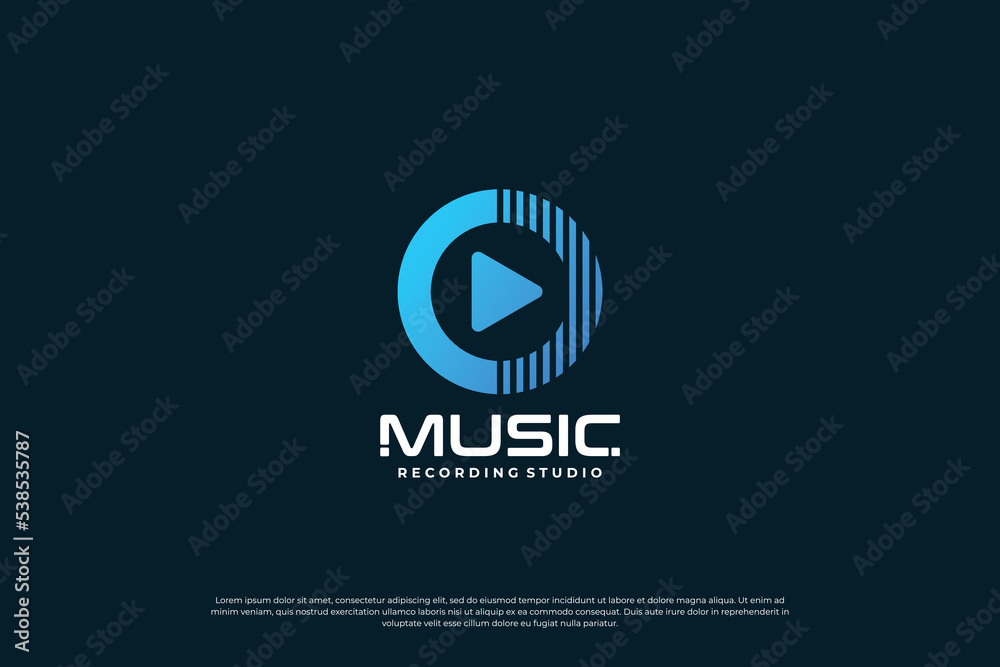 Music player logo design. Music with icon play logo concept. Stock ...