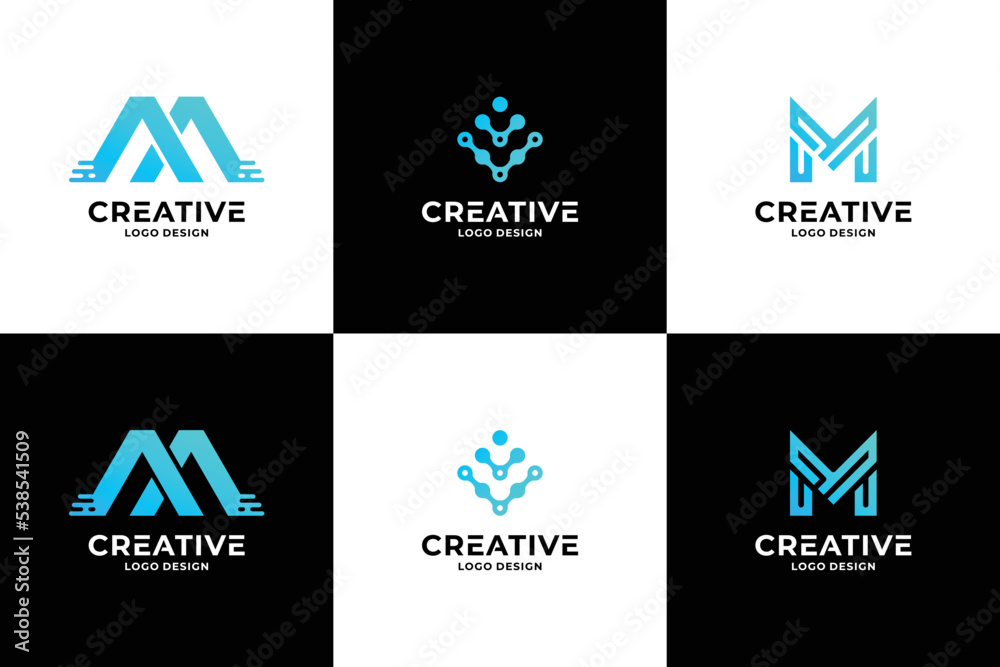 Letter M logo design collections. Modern letter M, symbol M logo vector ...