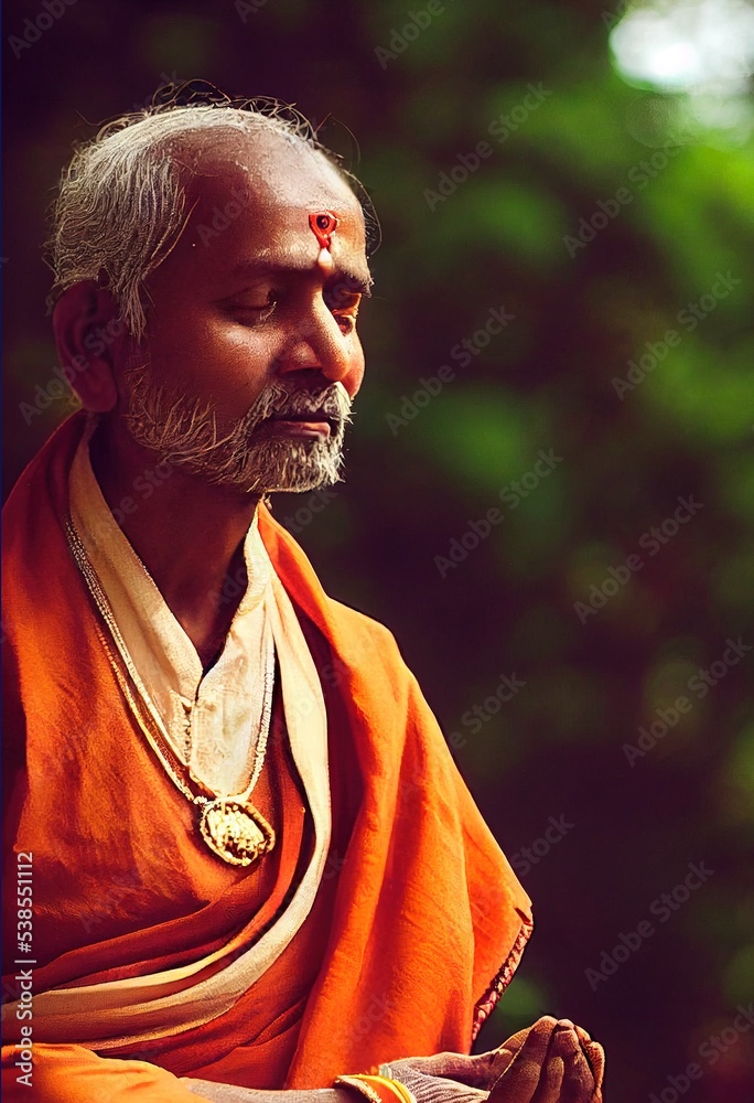 An old Buddhist monk dressed as a monk. Meditating Buddhist monk ...