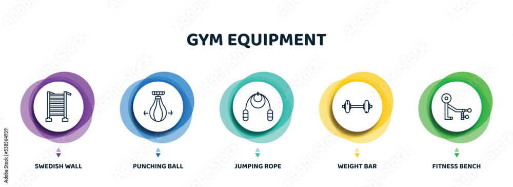 editable thin line icons with infographic template. infographic for gym ...